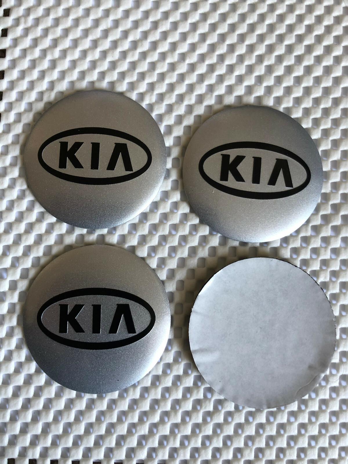 4x Stickers Caps 56mm For KIA Wheel Cap Centre Emblem Sticker Silver ...