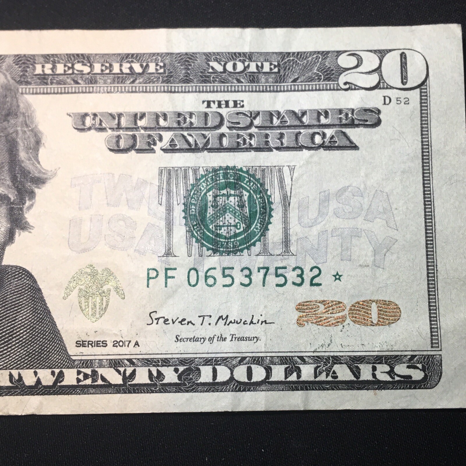 2017A Series Error $20 Bill Star Note w/Offset Print Obverse & Reverse ...