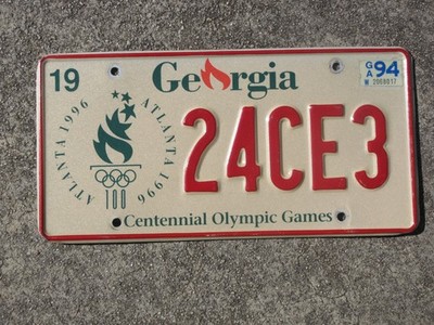 1994 Georgia Olympic Games License Plate 1996 GA Olympics 24CE3 | eBay