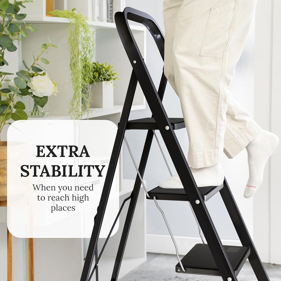 Steel Folding 2/3 Step Stool Ladder Adults With Soft-Grip Handle 330 ...