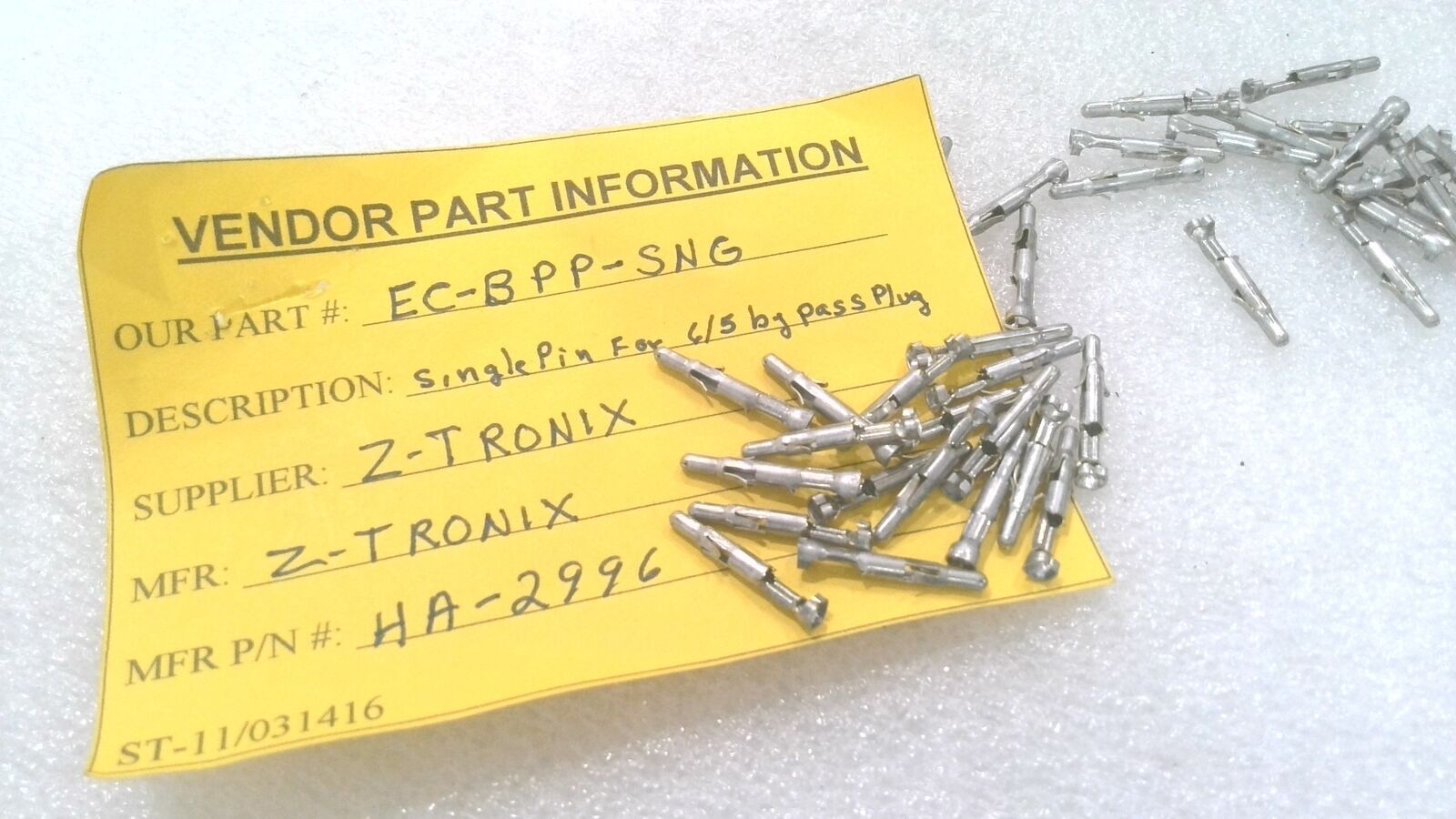 Z-TRONIX HA-2996 SINGLE PIN FOR 6/5 BY PASS PLUG, MALE, EC-BPP-SNG (LOT ...