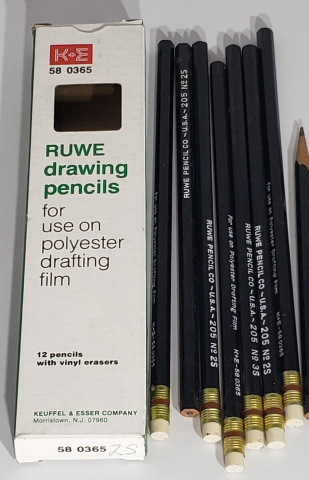 K & E RUWE Drawing Pencils 58 0365 Polyester Drafting Film VTG Keuffel ...