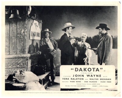 Dakota Original Lobby Card John Wayne Vera Ralston Cowboy holding ...
