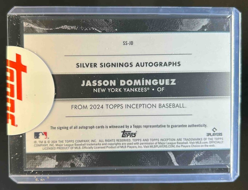 2024 Topps Inception Jasson Dominguez Silver Signings Rookie RC Auto ...