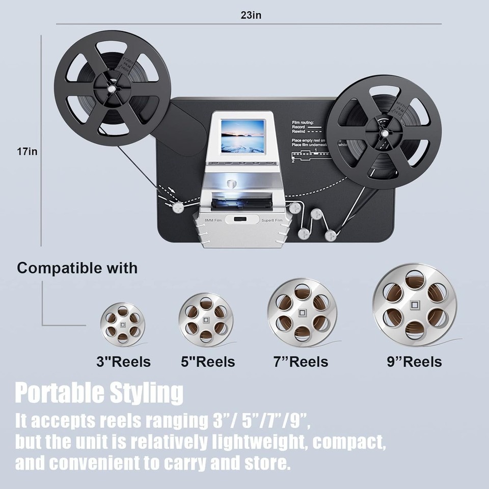 8mm & Super 8 Film to Digital Converter, Film Scanner Digitizer with 2. ...