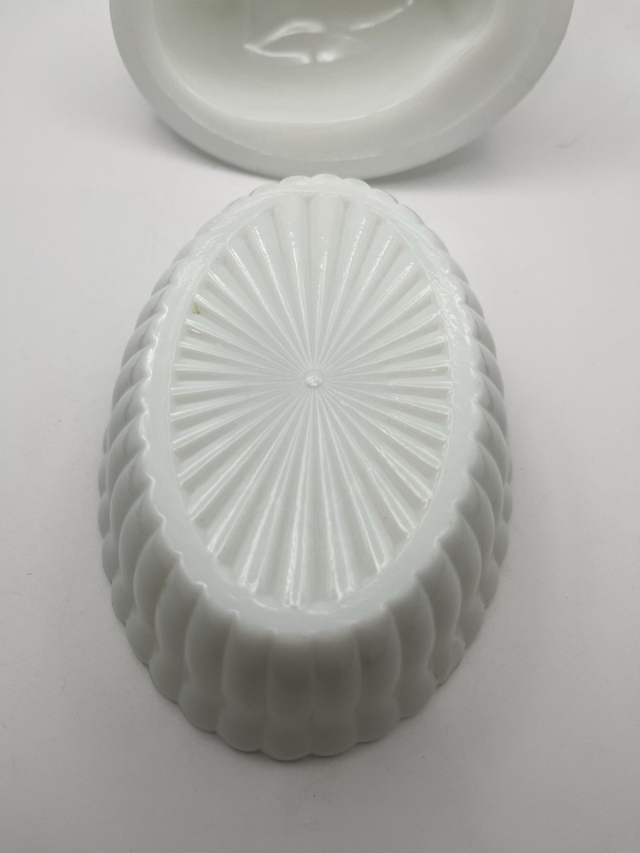 VTG Milk Glass Turkey Covered Dish”Turkey On Nest” (like Hen) Trinket ...