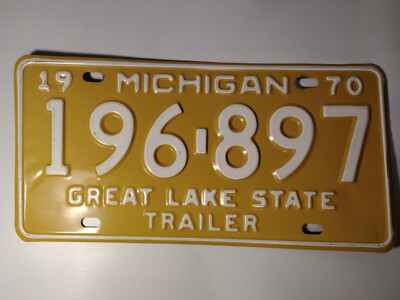 Authentic Michigan License Plate 1970 - Trailer 196-897 | eBay