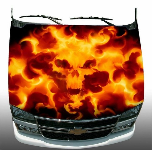 Skull flame fire Hood Wrap Wraps Sticker Vinyl Decal Graphic | eBay