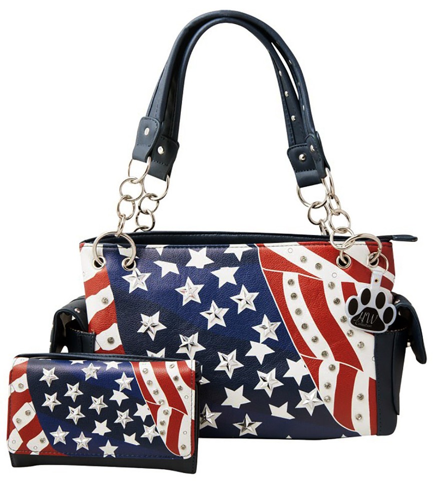 USA American Flag Purse Stars Stripes Western Patriotic Handbag Wallet ...
