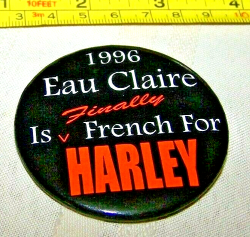 Harley Davidson EAU CLAIRE FRENCH Logo Pin Button | eBay