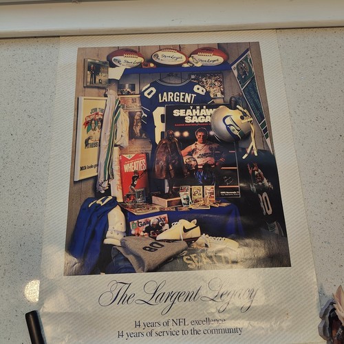 Vintage Seattle Seahawks Steve Largent Poster 18x24 80s Wheaties Nike ...