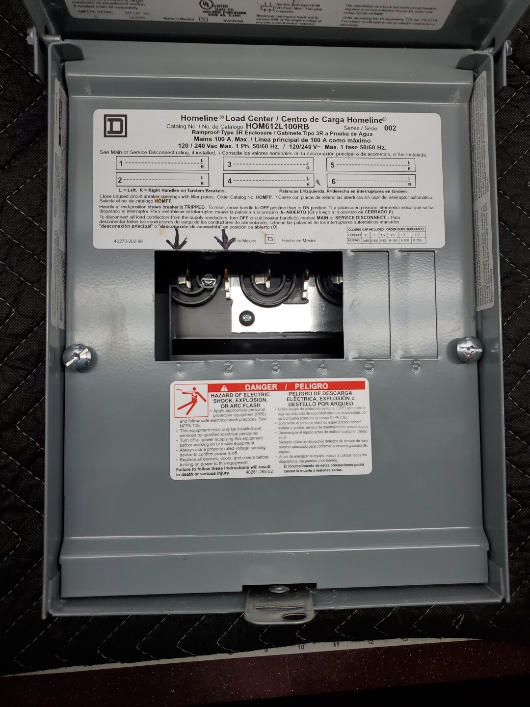 Square D Homeline Load Center Rainproof 3R Enclosure 9x13 HOM612L100RB ...