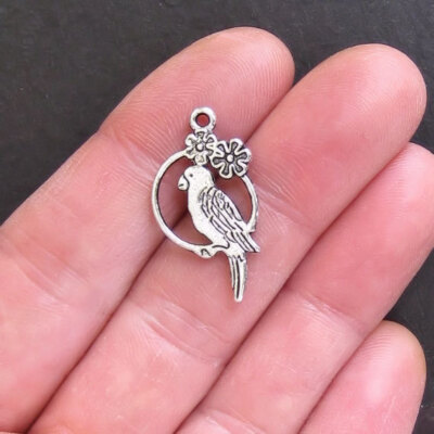 8 Parrot Charms Antique Silver Tone - SC372 | eBay