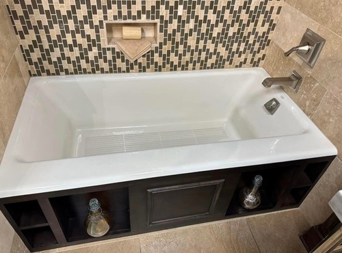 New Kohler Highbridge Right Hand Tub in Biscuit Color with Custom Wood ...