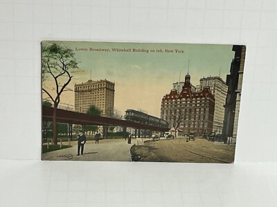 Postcard Lower Broadway Whitehall Building on Left New York NY A56 | eBay
