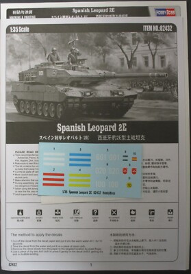 Hobby Boss 1/35th Scale Spanish Leopard 2E - Decals from Kit No. 82432 ...