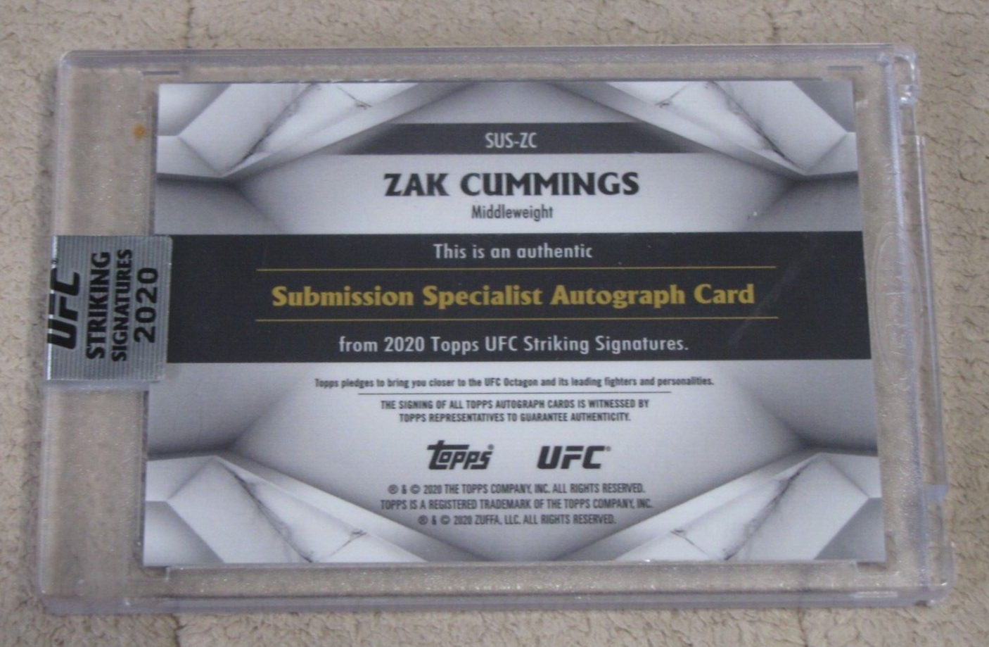 2020 Topps UFC Striking Signatures Submission Autographs Purple Zak ...