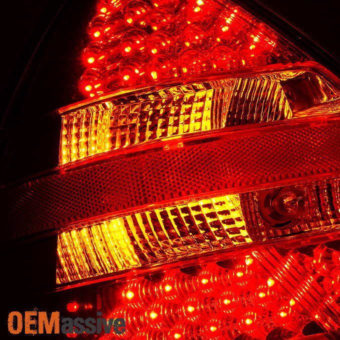 Fit 1998-04 Benz R170 SLK Class Red Clear LED Taillights Brake Lamps ...