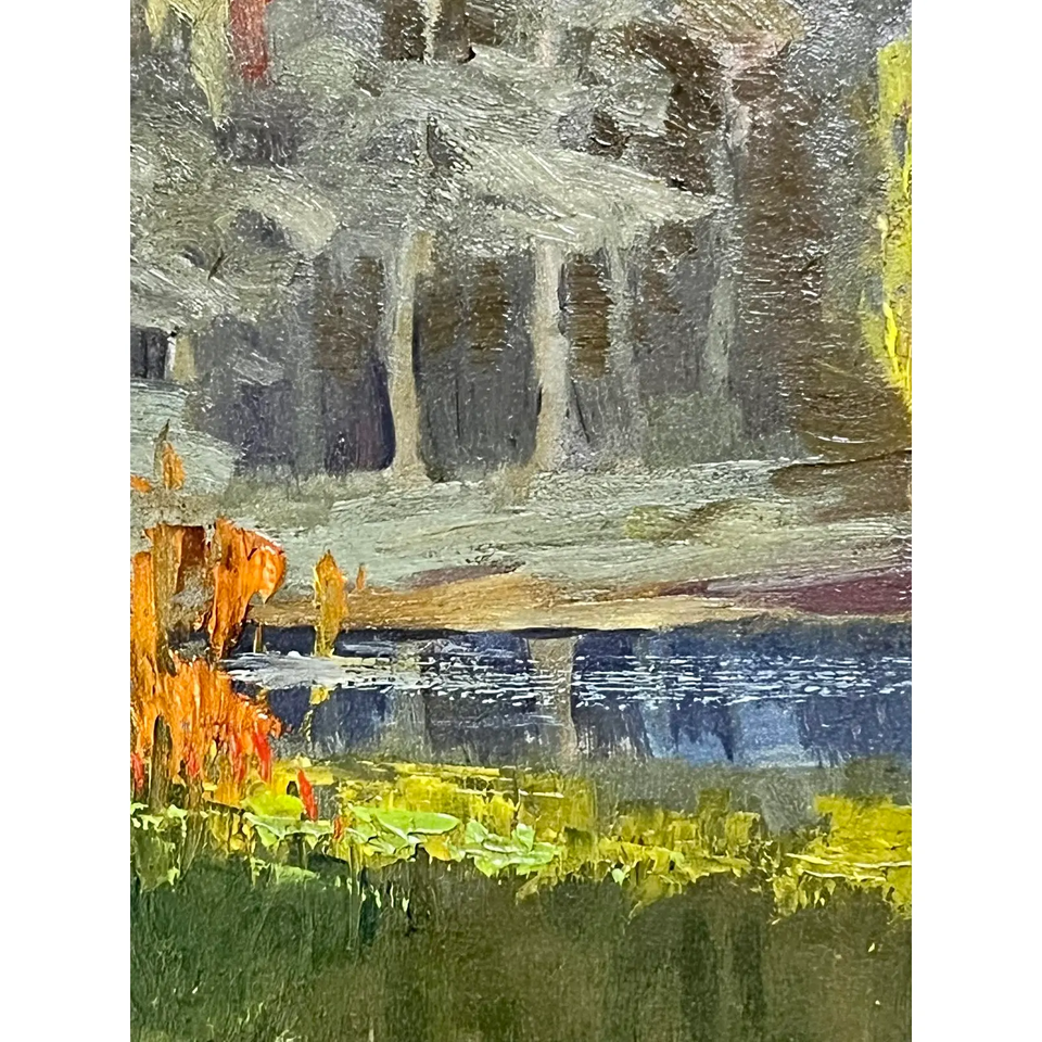 Vintage American Impressionist Oil Painting Wooded Landscape by Harry G ...