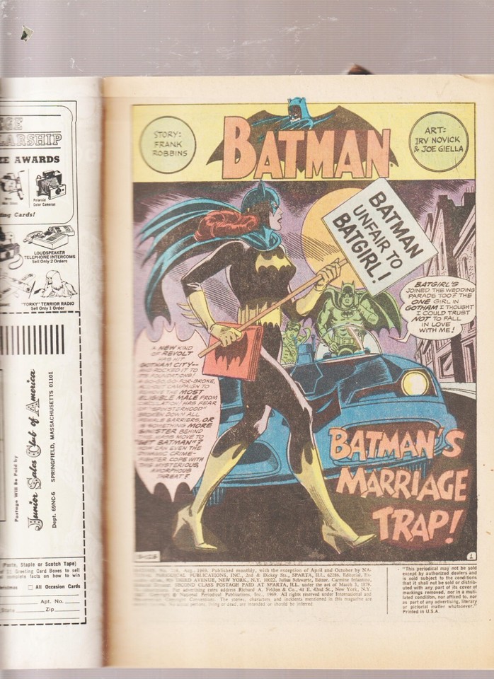 Batman, 214 comic DC ! BATMAN UNFAIR TO BATGIRL PROTEST ISSUE | eBay