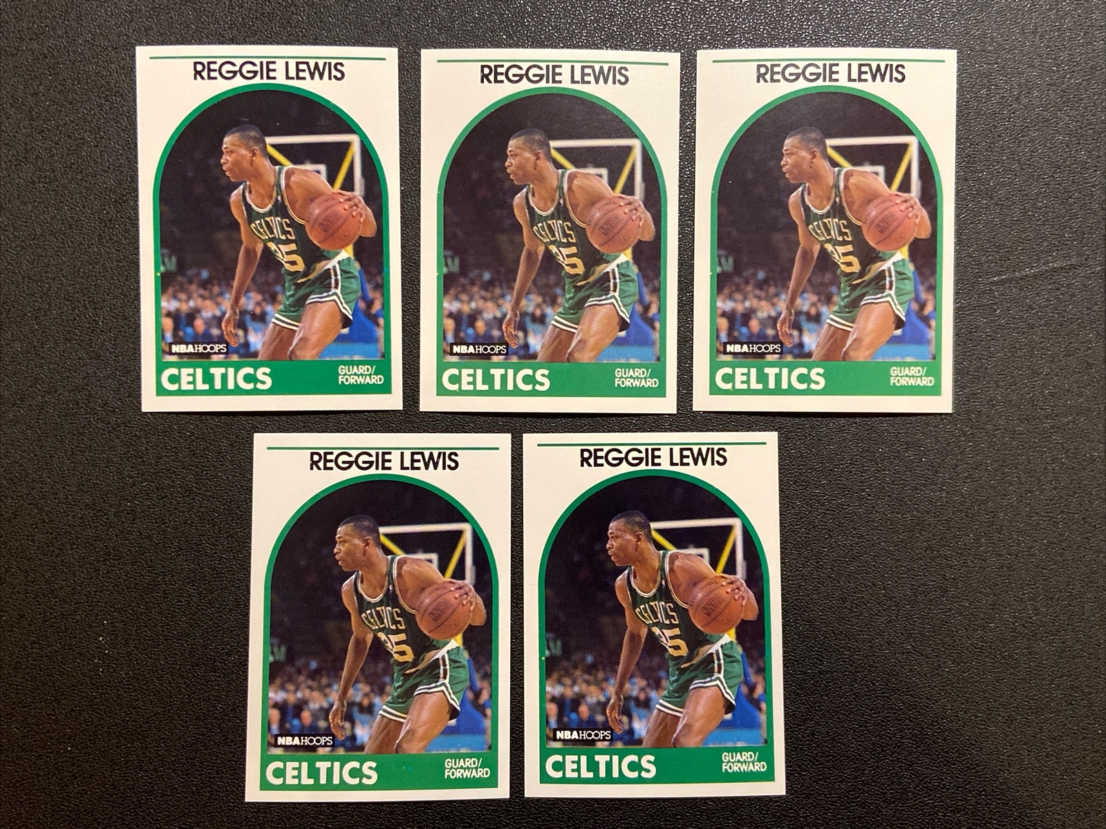 (5) 1989-90 Hoops Boston Celtics Basketball Card #17 Reggie Lewis ...