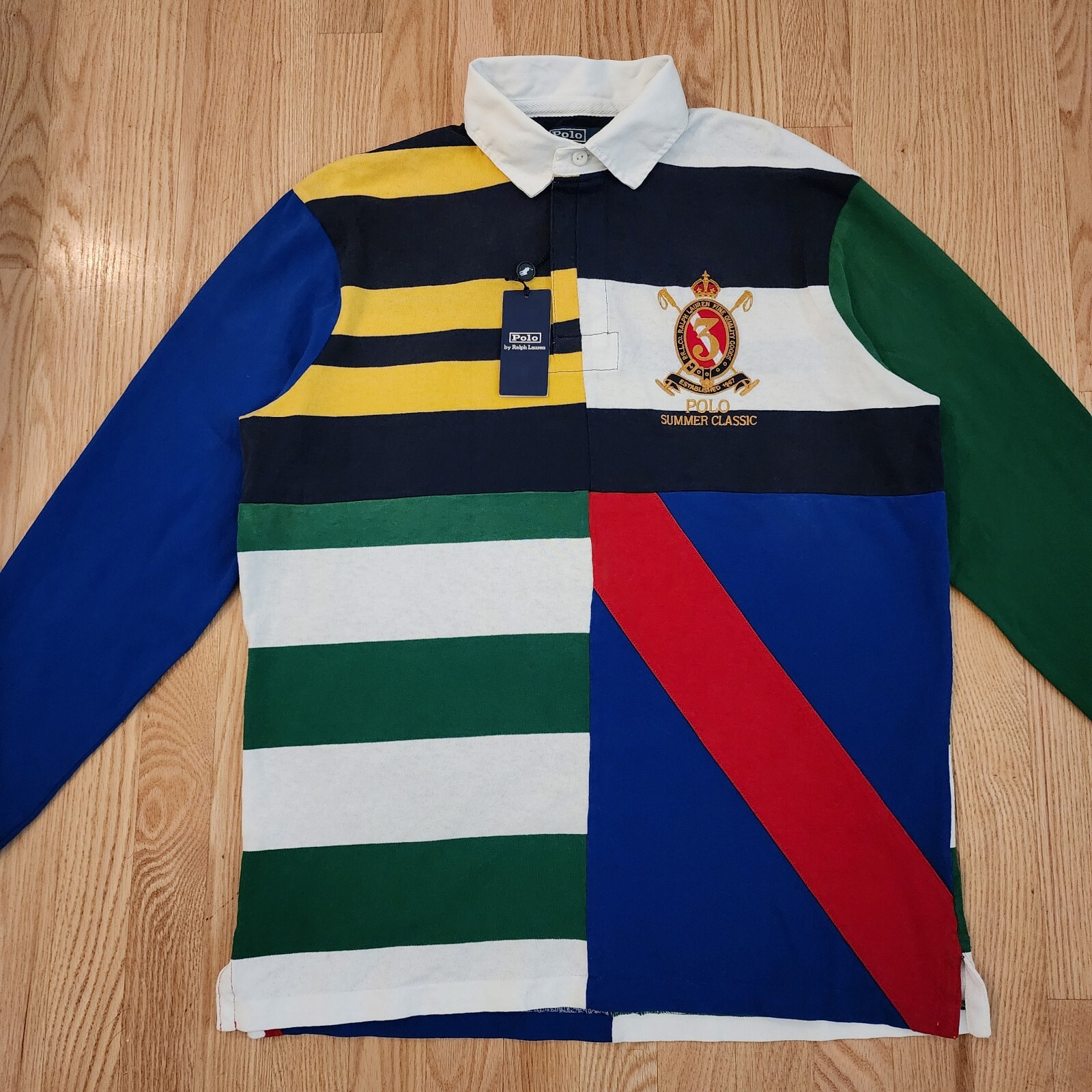 Polo Ralph Lauren Men's M Classic Fit Rugby Shirt Patchwork Colorblock ...