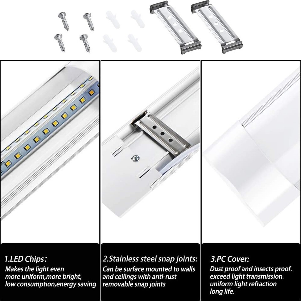 6FT LED Batten Tube Light Office Shop Warehouse Bar Garage Ceiling Lamp ...