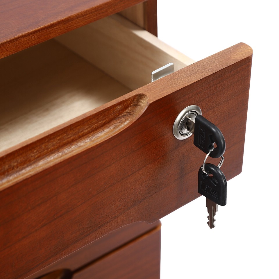 3-Tier File Cabinet Organizer Walnut Desktop Storage Box with Lockable ...