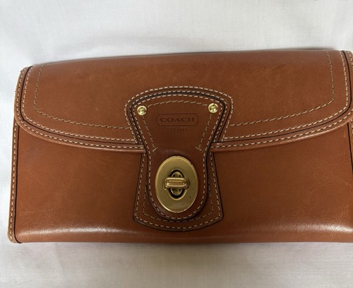 Coach Gigi Whiskey Brown Leather 65th Anniversary Kisslock Tri-fold ...