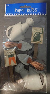 Paper Bliss dimensional stickers Garden Watering Can Shovels 3D ...