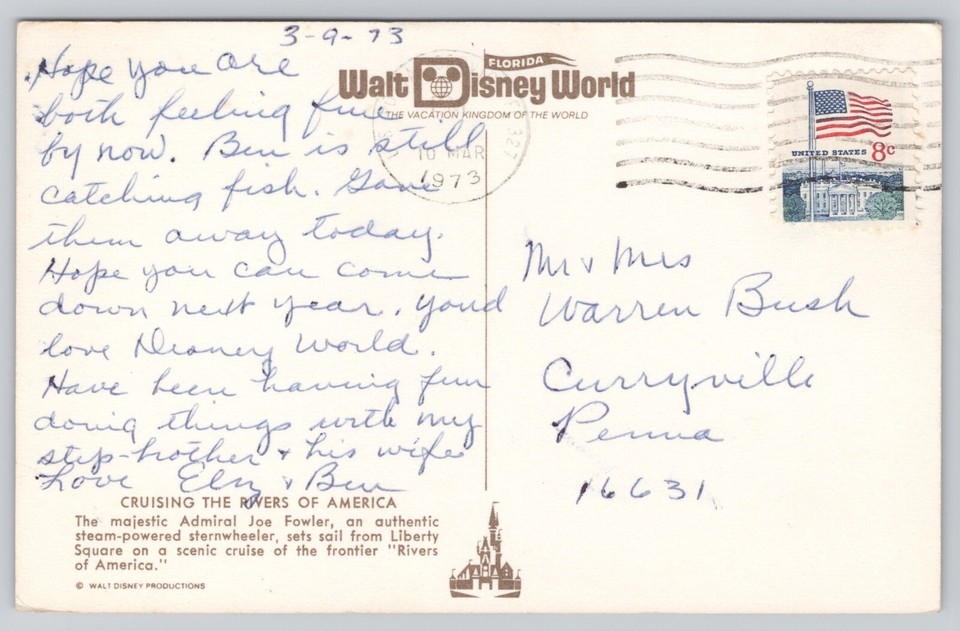 Orlando Florida, Walt Disney World Admiral Joe Fowler Steamship Vintage ...