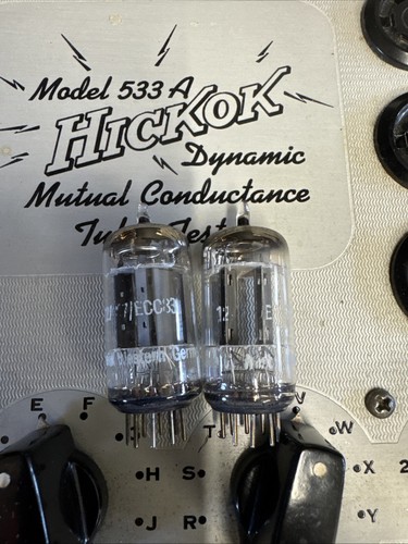 2x Telefunken 1960s ECC83/12AX7 Vacuum Tube Tested on Hickok 17mm ...