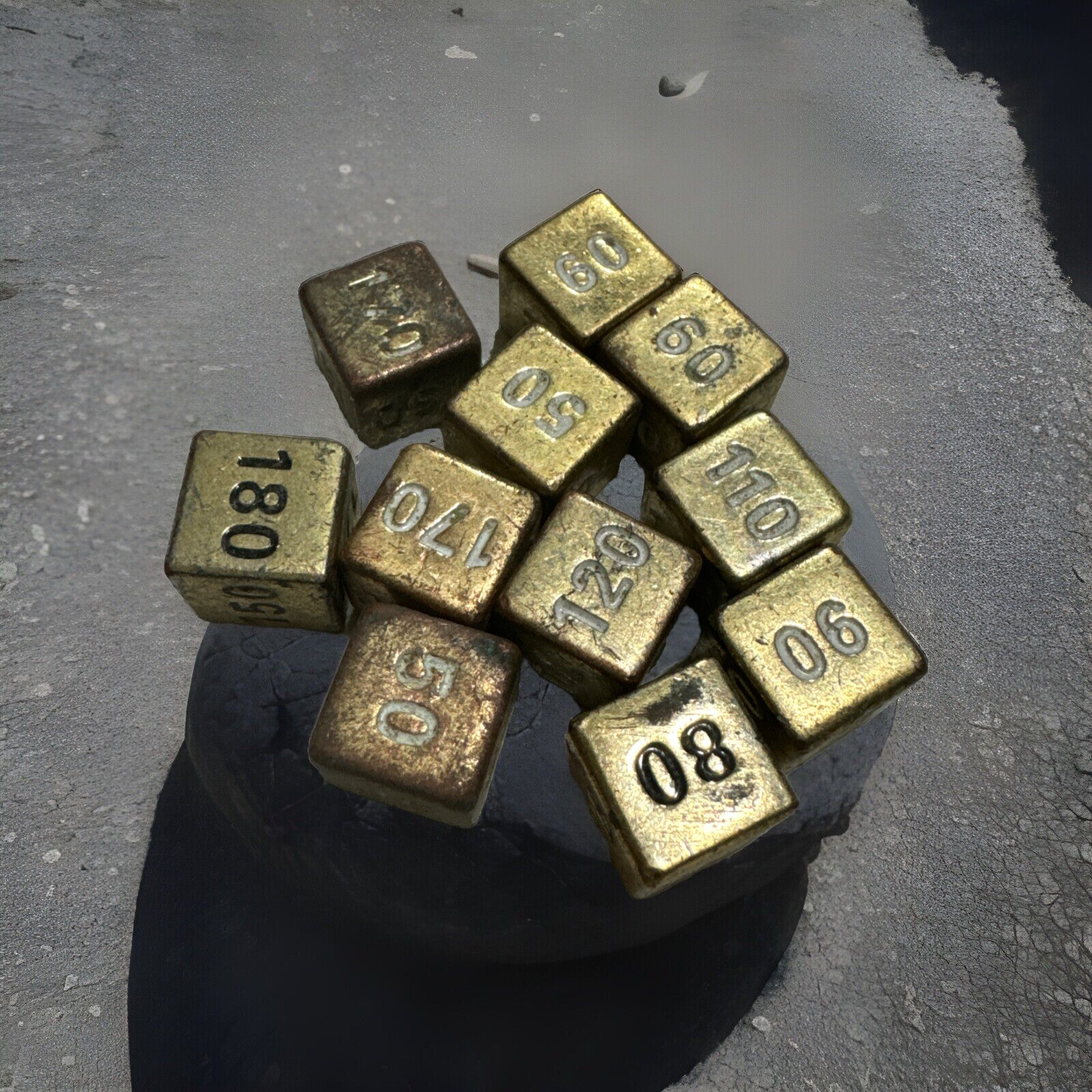 Lot Of 11 Pokemon TCG Metal Damage Counter Dice Set Gold Colored | eBay