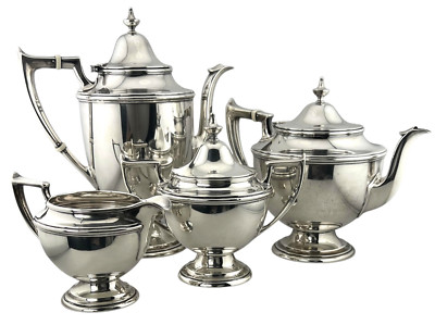ALVIN 4 Piece Sterling Silver Coffee/Tea Set Collection # S92-1 W - 54. ...