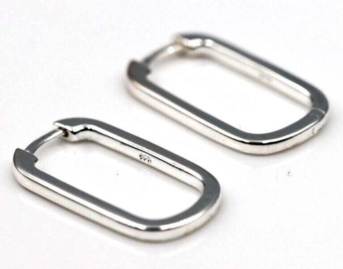 Genuine New Sterling Silver 925 Rectangular Huggies Earrings - Free Post | eBay