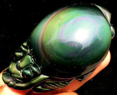 117g Natural Rainbow Cat's eye Obsidian Crystal Dragon Turtle ...