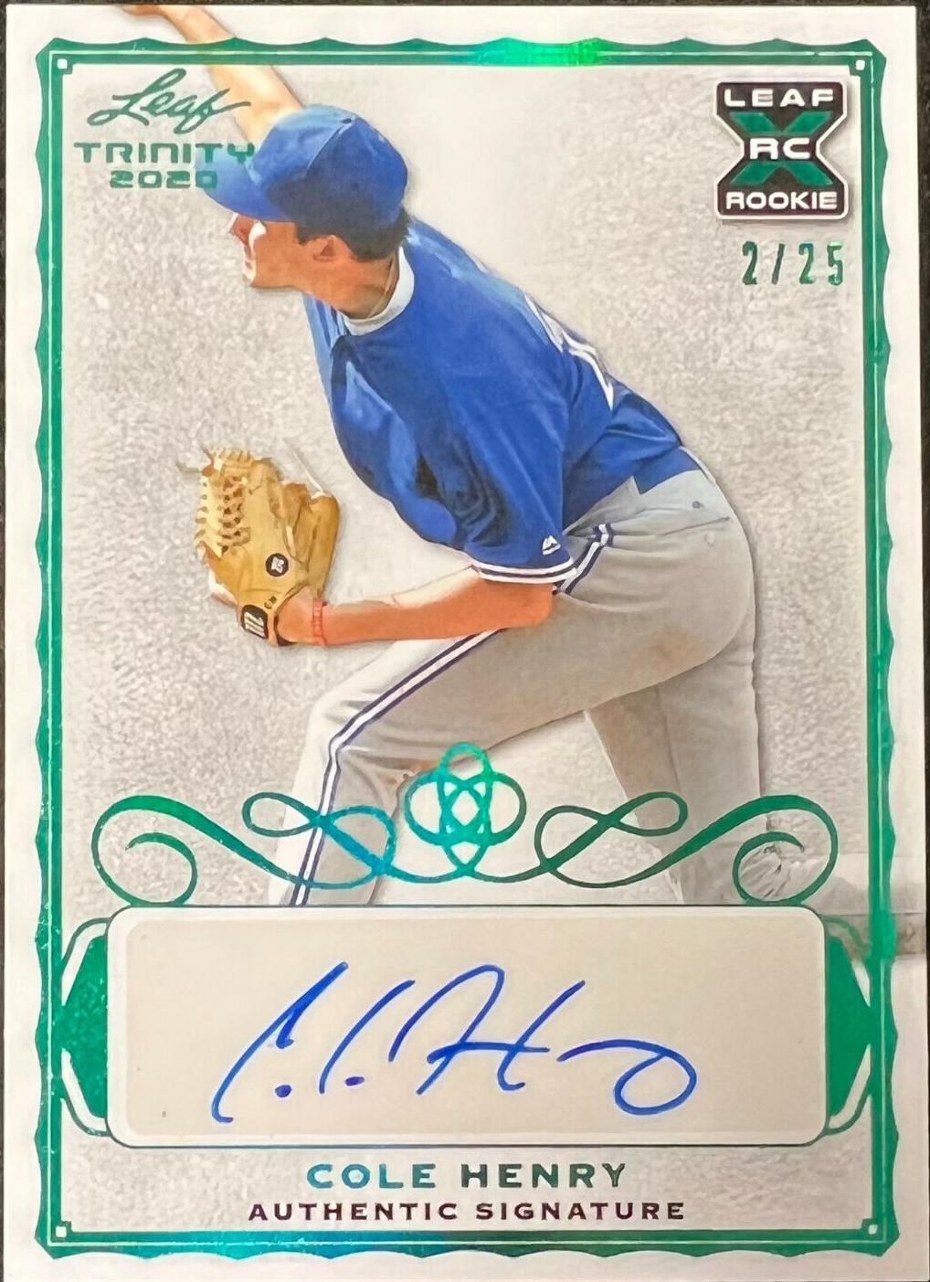2020 Leaf Trinity - Autograph Cole Henry #A-CH1 Green /25 (AU, RC) for ...
