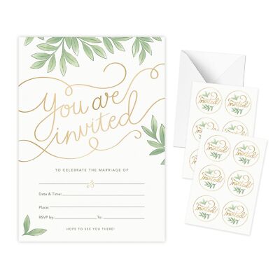 Rileys & Co 50 Pack Wedding Invitation Cards with Envelopes, Bonus ...