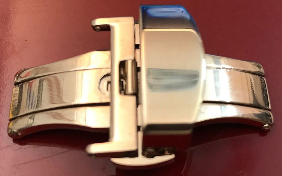 Folding Clasp Watch Strap Leather Band Clasp Rose Gold Plated with ...