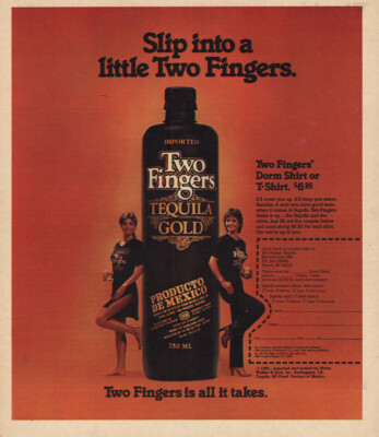 1981 Two Fingers Tequila: Slip Into Little Two Fingers Vintage Print Ad ...