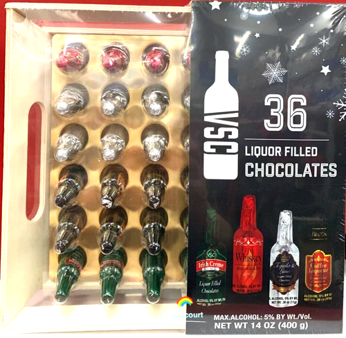 2 Packs VSC Liquor Filled Chocolates Gift Wooden Box 36ct 14oz Each ...