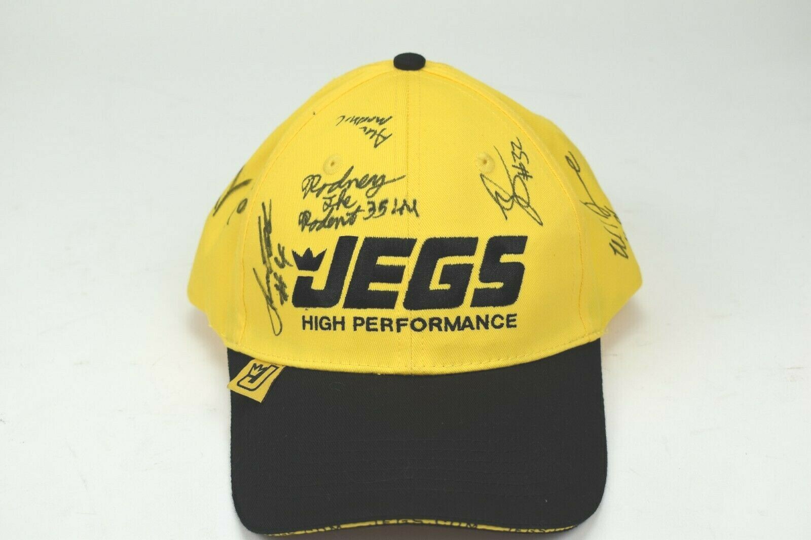 Men's Yellow & Black JEGS HIGH PERFORMANCE Logos Hat with autographs ...