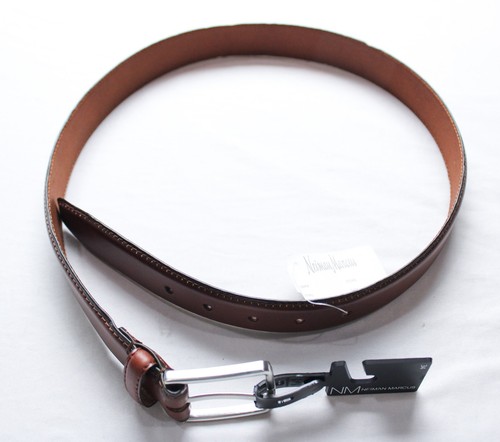 Neiman Marcus Men's Solid Double Loop Belt EJ1 Medium Brown Size 34 NWT ...