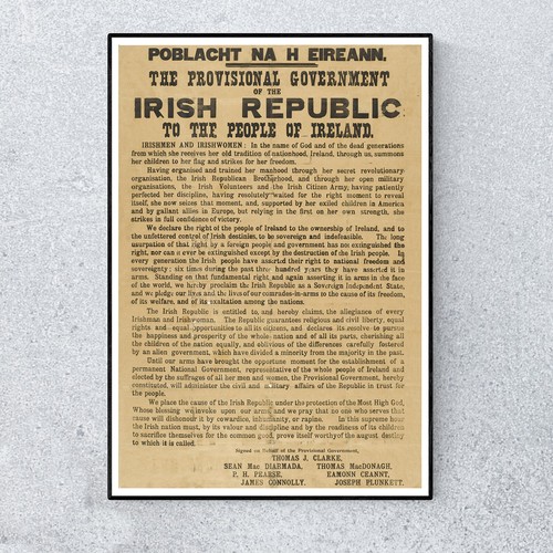 1916 Proclamation Poster A4 Irish Republic Republican Easter Rising ...