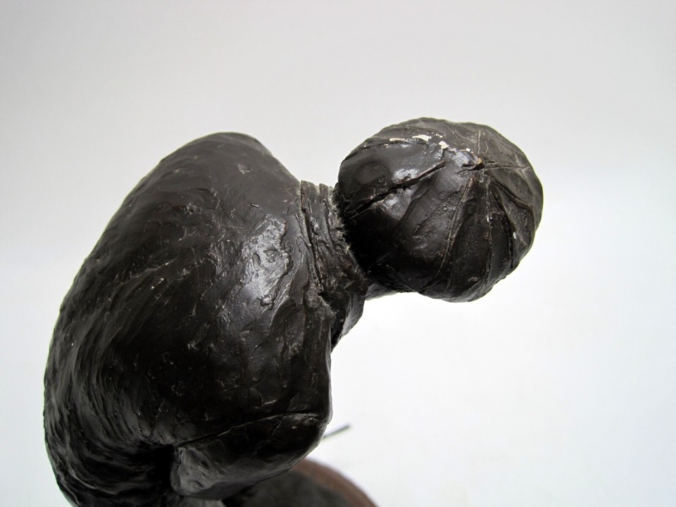 Vintage Sculpture 1987 Michael Garman Golfing Man Resin On Wooden Base ...