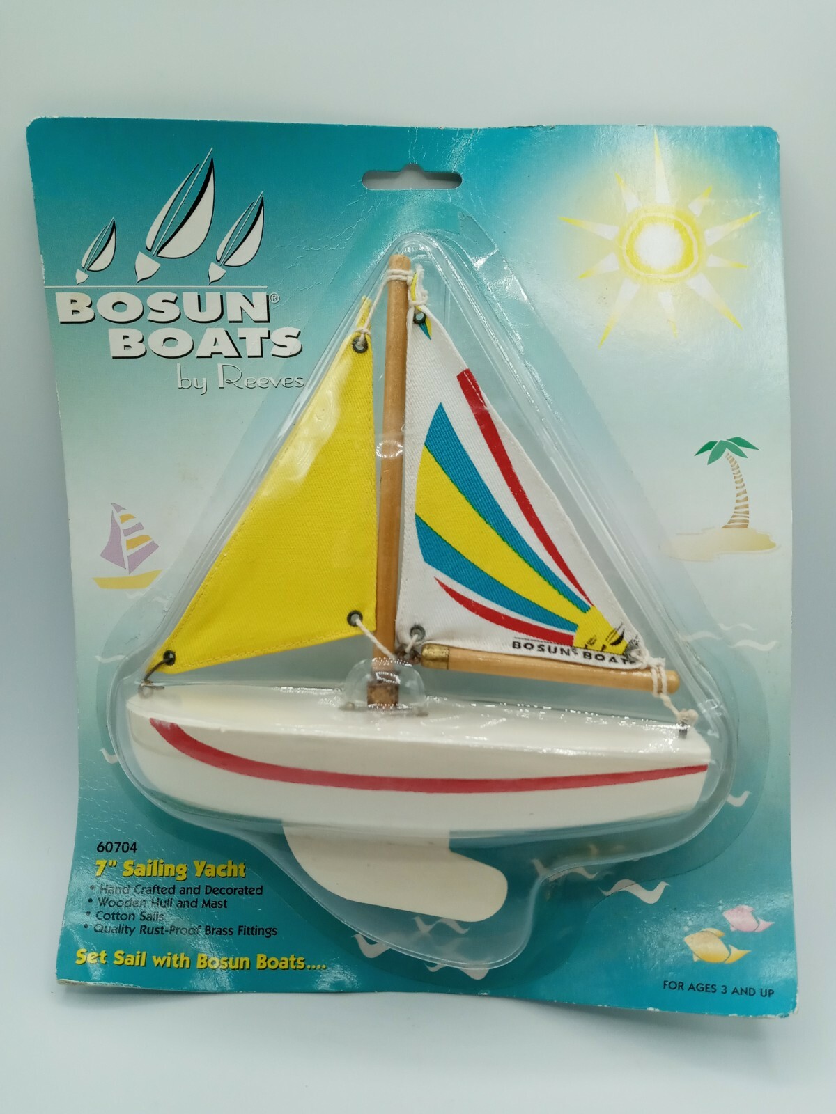 Vintage 1996 BOSUN BOATS by Reeves 7" Sailing Yacht Sail Boat Model Toy ...