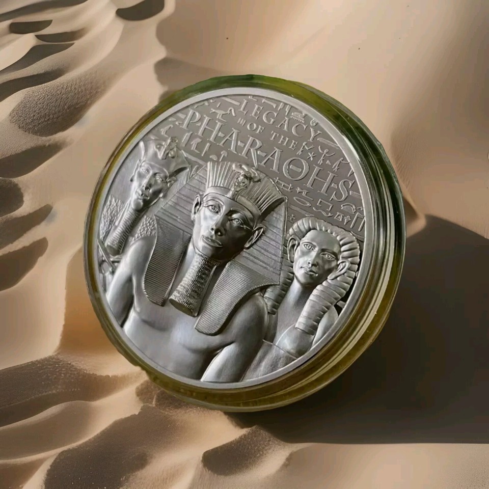 2022 Cook Islands 5 dollars Egyptian pharaoh Giza pyramid silver coin ...