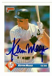 Kevin Maas autographed baseball card (New York Yankees) 1993 Donruss ...