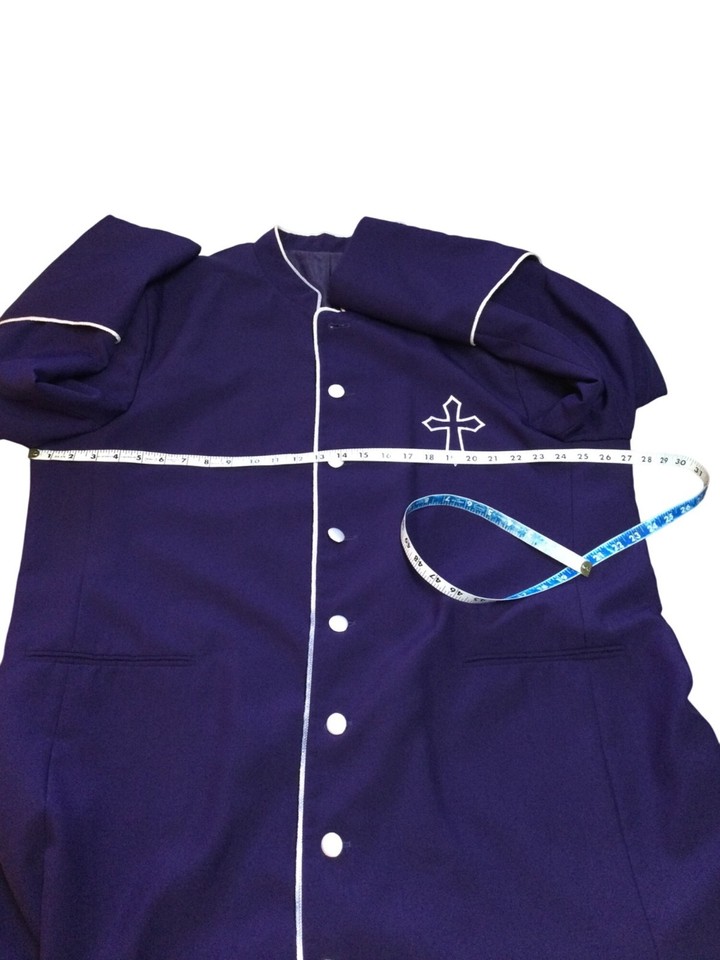 Purple Clergy Vestment Pastor Robe Cross Embroidery Long Religious ...