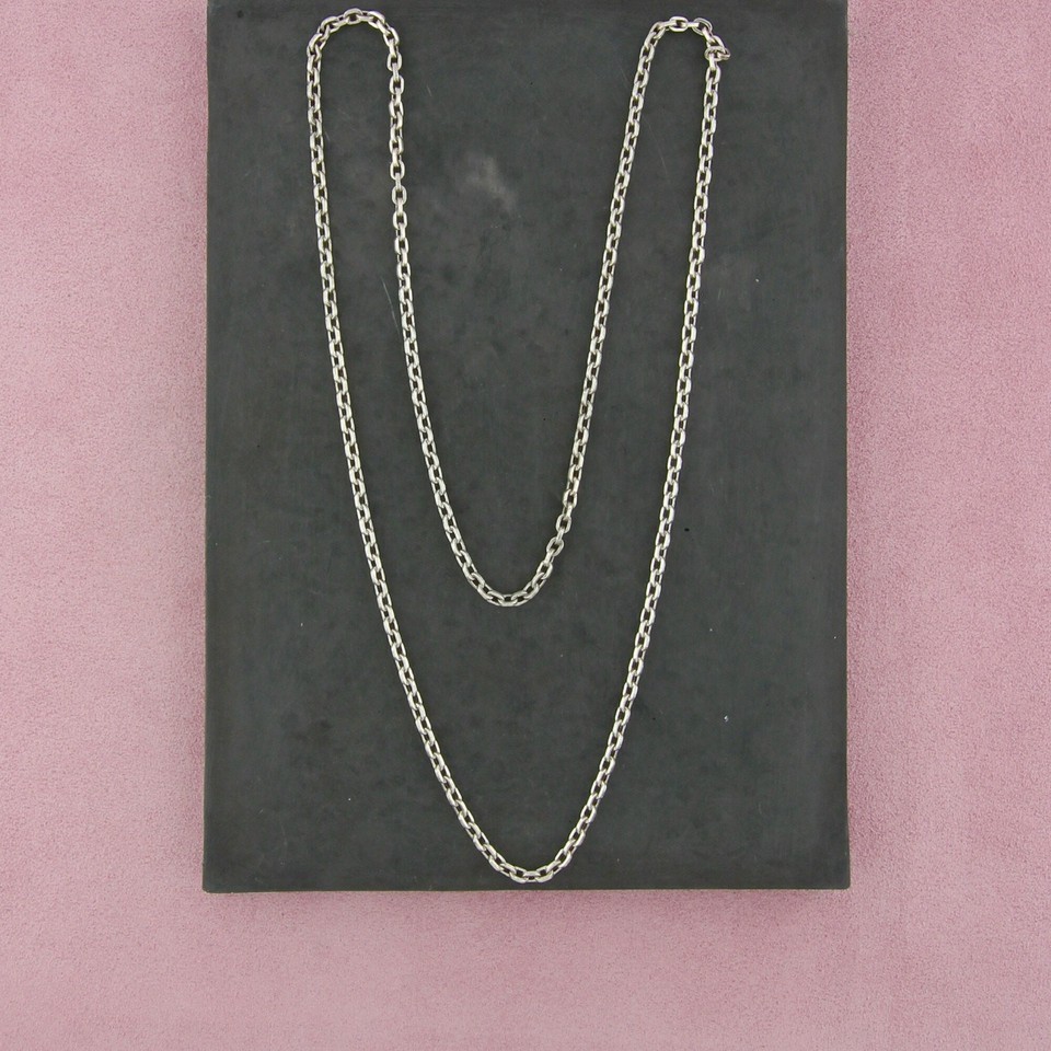 sterling silver vintage 3mm claspless cable chain necklace size 28.5in ...